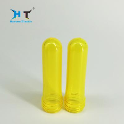 China 24mm Neck 25g Transparen Yellow PET Plastic Cosmetic Bottle Preform for sale