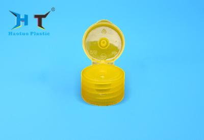 China Yellow Color Flip Top Plastic Caps , Non Spill 20mm Flip Top Caps for sale