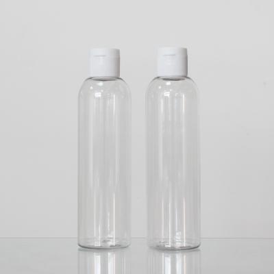 China Transparent Color PET Material 200ml Round Plastic Bottle Designers For Cosmetic for sale