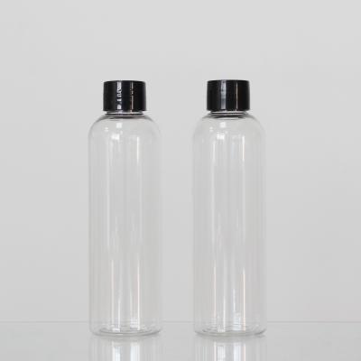 China 180ml Cosmetic Plastic Round Bottles Transparent Color With Cap for sale