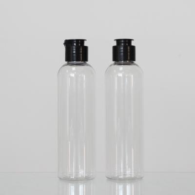 China 180ml Cosmetic Plastic Round Bottles Transparent Color With Cap for sale