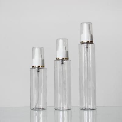 China Round 100/120/150ml Plastic Cosmetic Transparent Color Lotion Bottle With Cap for sale