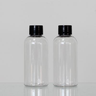China Cosmetic 145ml Transparent Color Plastic Round Bottles With Different Type Of Cap for sale