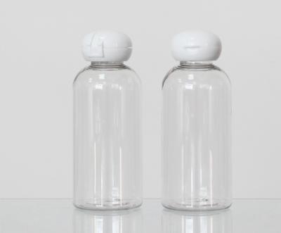 China Cosmetic 145ml Transparent Color Plastic Round Bottles With Different Type Of Cap for sale