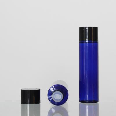 China Round Blue Color Plastic 150ml PET Fancy Cosmetic Skin Care Bottle for sale