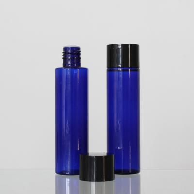 China Round Blue Color Plastic 150ml PET Fancy Cosmetic Skin Care Bottle for sale