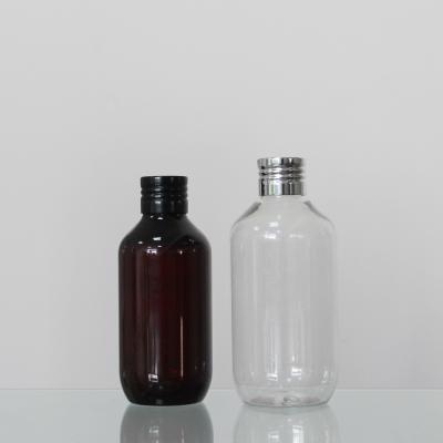 China Amber Color Round 150/200/300/500ml Plastic Bottle Containers For Cosmetic for sale