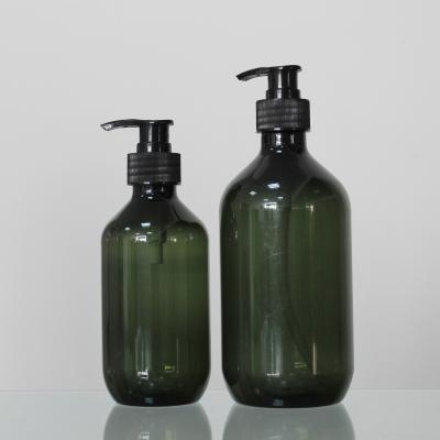 China Amber Color Round 150/200/300/500ml Plastic Bottle Containers For Cosmetic for sale