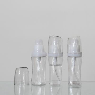 China PET 30ml Square Shape Empty Plastic Lotion Cosmetic Custom Color Bottle for sale