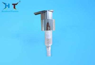 China Shiny Aluminum Closure Lotion Dispenser Pump 24 / 410  With Clip Cap for sale