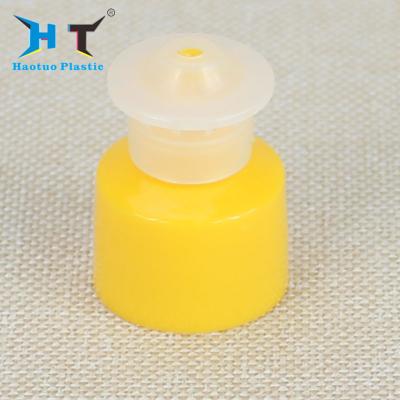 China Non Spill Plastic Push Pull Caps , Pink Green Yellow Plastic Screw Cap Covers for sale