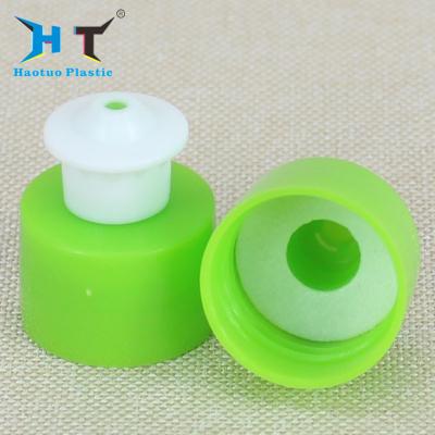 China Green Plastic Push Pull Caps 20mm 24mm 28mm Fit Cosmetic / Perfume / Detergent for sale