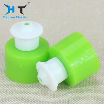 China Green Plastic Push Pull Caps 20mm 24mm 28mm Fit Cosmetic / Perfume / Detergent for sale