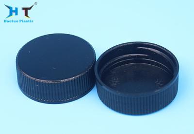 China 32/400 Black Color Ribbed Plastic Bottle Screw Caps Stripe Lid Black Color for sale