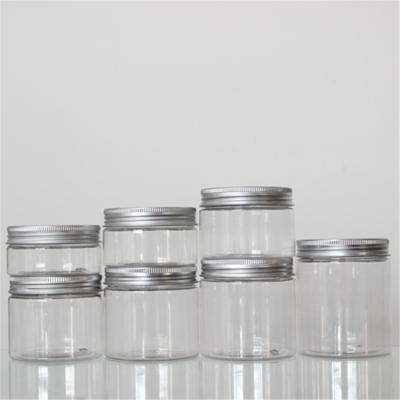 China 100ml 200ml 300ml 500ml Transparent Plastic Jar Sliver Cap Apply To Cosmetic Package for sale