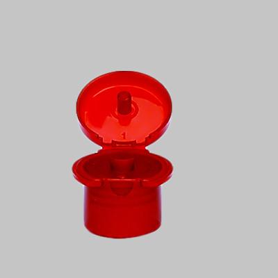 China Transparent Flip Top Bottle Lids Red Polish Surface For Cream Bottle for sale