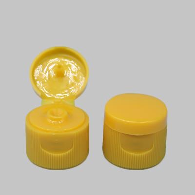 China OEM Flip Top Bottle Lids 20.3 Mm Height Yellow Color With Ribbed Wall for sale