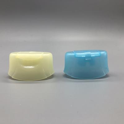 China Cruved Oval Flip Top Plastic Hair Shampoo Bottle Cap 20mm Snap Neck for sale