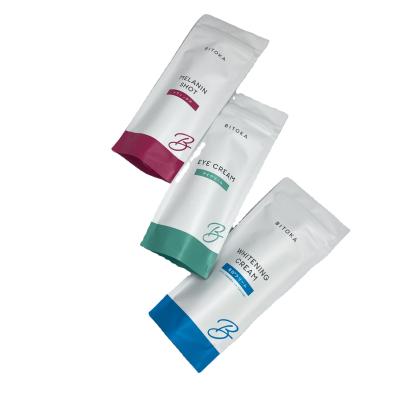 China Biodegradable Aluminum Foil Skin Care Pouches Face Cream Packaging Bags Cosmetic Sachet 100ml for sale