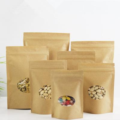 China Clear Doypack Candy Kraft Paper Zipper Bags with Window for sale