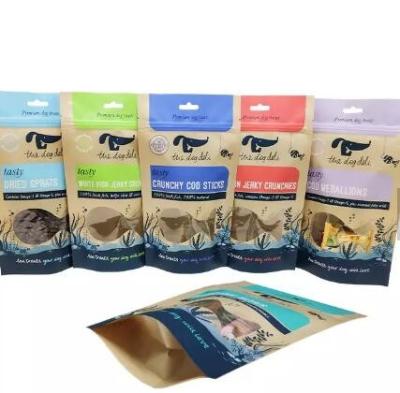 China Custom Printed Resealable Kraft Paper Food Grade Bags with Window 10000pcs MOQ for sale