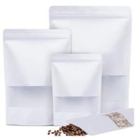 China Custom Eco White Kraft Paper Stand Up Pouches with Clear Window 20-200 Micron for sale