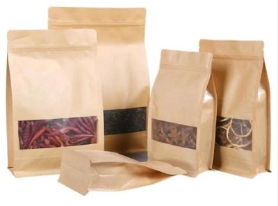 China Biodegradable Ziplock Kraft Paper Bag with Window for Food Packaging Custom Size for sale