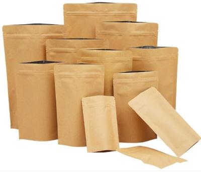 China Custom Kraft Paper Zipper Lock Stand Up Pouch for Coffee Tea Food Packaging 10000 Pcs MOQ for sale
