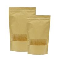 China Matte Clear Window Recycled Kraft Paper Bags with Bottom Gusset for Food Packaging 10000pcs for sale