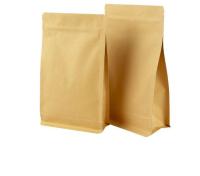 China Compostable Kraft Paper Aluminum Flat Bottom Coffee Tea Food Bag with Zipper Lock Custom Size for sale