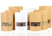 China Custom Stand Up Kraft Paper Ziplock Bags with Clear Window 20-200 Micron for sale