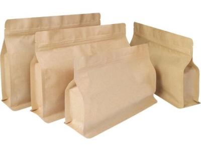 China Custom Stand Up Clear Kraft Paper Zipper Bag with Flat Bottom Gusset 20-200 Micron for sale