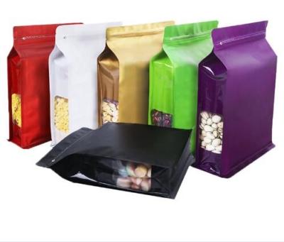 China Custom Printed 250g 500g 1kg Aluminum Foil Flat Bottom Zipper Bags with Window for sale
