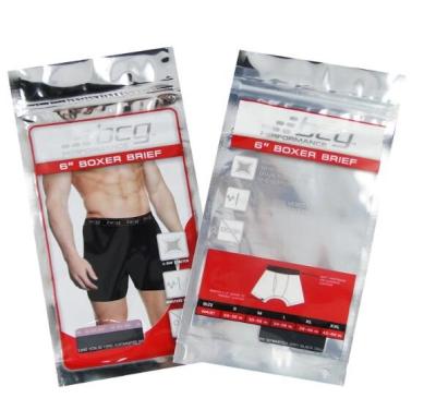 China Custom Printed 3-Sides Sealed Aluminum Foil Ziplock Plastic Bags for Underwear Packing Eco Friendly for sale