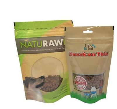 China Custom Printed Kraft Paper Plastic Stand Up Pouch with Zipper and Window 100x150mm for sale