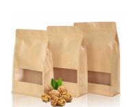 China Food Grade 1kg Brown Kraft Paper Flour Bags with Zipper Tear Notch Resealable Moisture Proof for sale