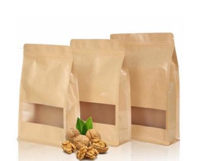 China Food Grade 1kg Brown Kraft Paper Flour Bags with Zipper Tear Notch Resealable Moisture Proof for sale