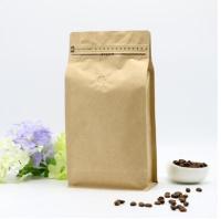 China Custom Food Grade Brown Square Bottom Paper Bag Water Resistant 1kg for Candy Sugar Packaging for sale