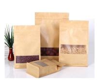 China Custom Food Grade Brown Square Bottom Paper Bag Water Resistant 1kg for Candy Sugar Packaging for sale