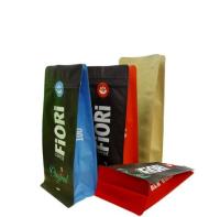 China Custom Printed Square Bottom Stand Up Pouch Food Grade 100 Micron Thickness for Sea Salt Peppercorns for sale