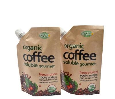 China Custom Printed 100g Aluminum Lined Stand Up Pouch with Spout for Coffee Juice Drink Packaging for sale