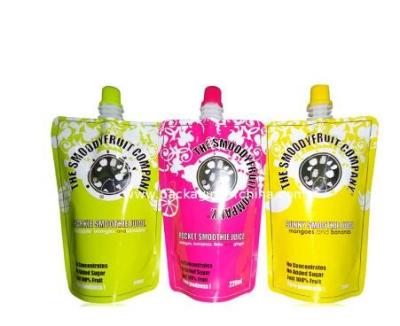 China Custom Stand Up Pouch with Spout 500ml 1.1L Reusable Plastic Food Packaging Juice Drink Bag for sale