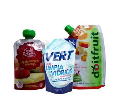 China Custom Stand Up Pouch 250ml 500ml 1.1L Reusable Spout Pouch for Juice Drink Packaging for sale