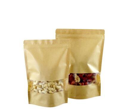 China Resealable Zipper Kraft Paper Food Packaging Bag Custom Size 20-200 Micron Thickness for sale