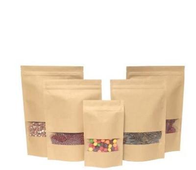 China Custom Kraft Paper Stand Up Pouches with Zipper 10000 Pieces MOQ Food Grade Eco Friendly for sale