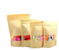 China Food Grade Kraft Paper Bags 100kg Capacity Custom Logo Soy Ink Printing Stand Up Pouch for sale