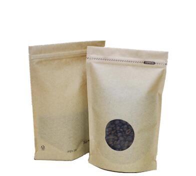 China Custom Kraft Paper Zipper Bag with Aluminum Foil Lining for Coffee Packaging 10000pcs MOQ for sale
