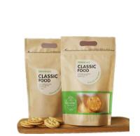 China Custom Kraft Paper Stand Up Pouch with Window and Zipper Lock for Dried Fruit Packaging 100x150mm for sale