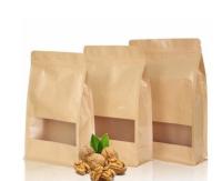 China Resealable Zipper Kraft Paper Food Packaging Bag with Window 8 Colors Printing Custom Size for sale