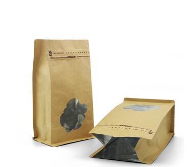 China Custom Printed Aluminum Foil Stand Up Kraft Paper Bag with Window and Zipper 10000pcs MOQ for sale